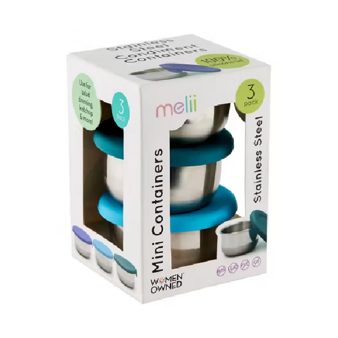 Melii Stainless Steel Condiment Containers 3pk | The Bento Buzz