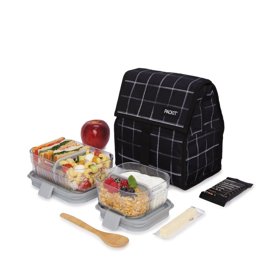 PackIt Freezable Lunch Bag - Grid I The Bento Buzz
